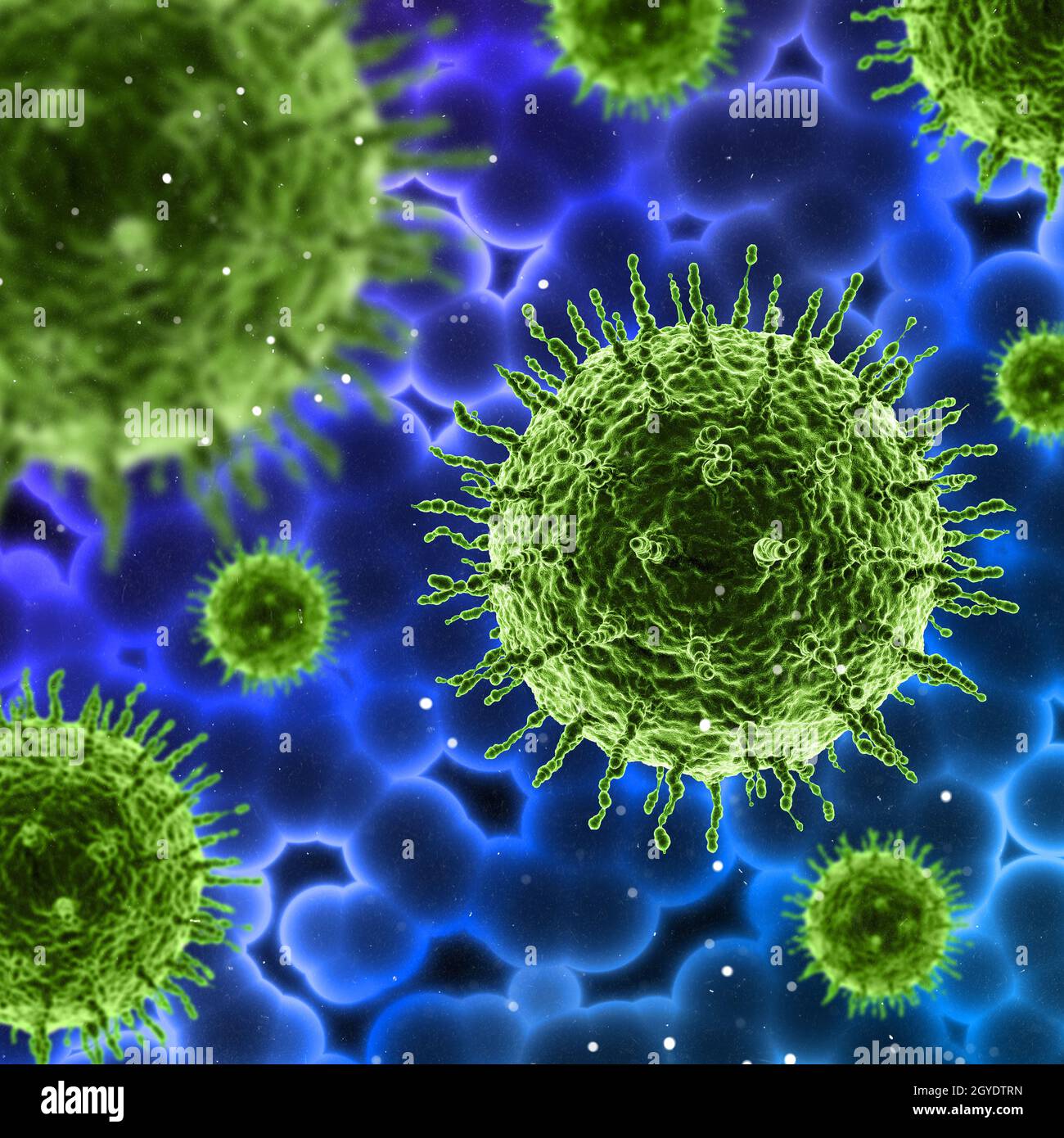 3D render of a medical background with close up of fictional virus ...