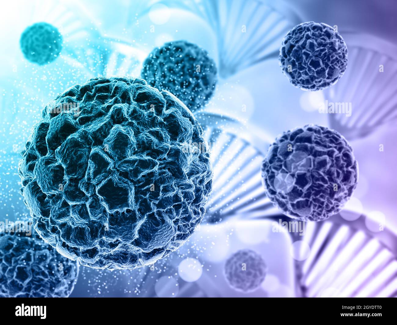 3D render of a medical background with close up of virus cell Stock ...