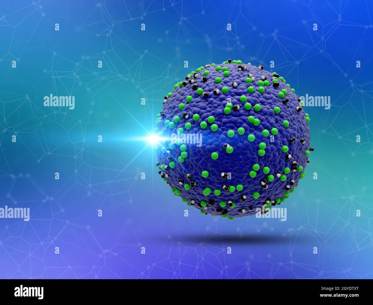 3D render of a medical background with single measles virus cells Stock ...