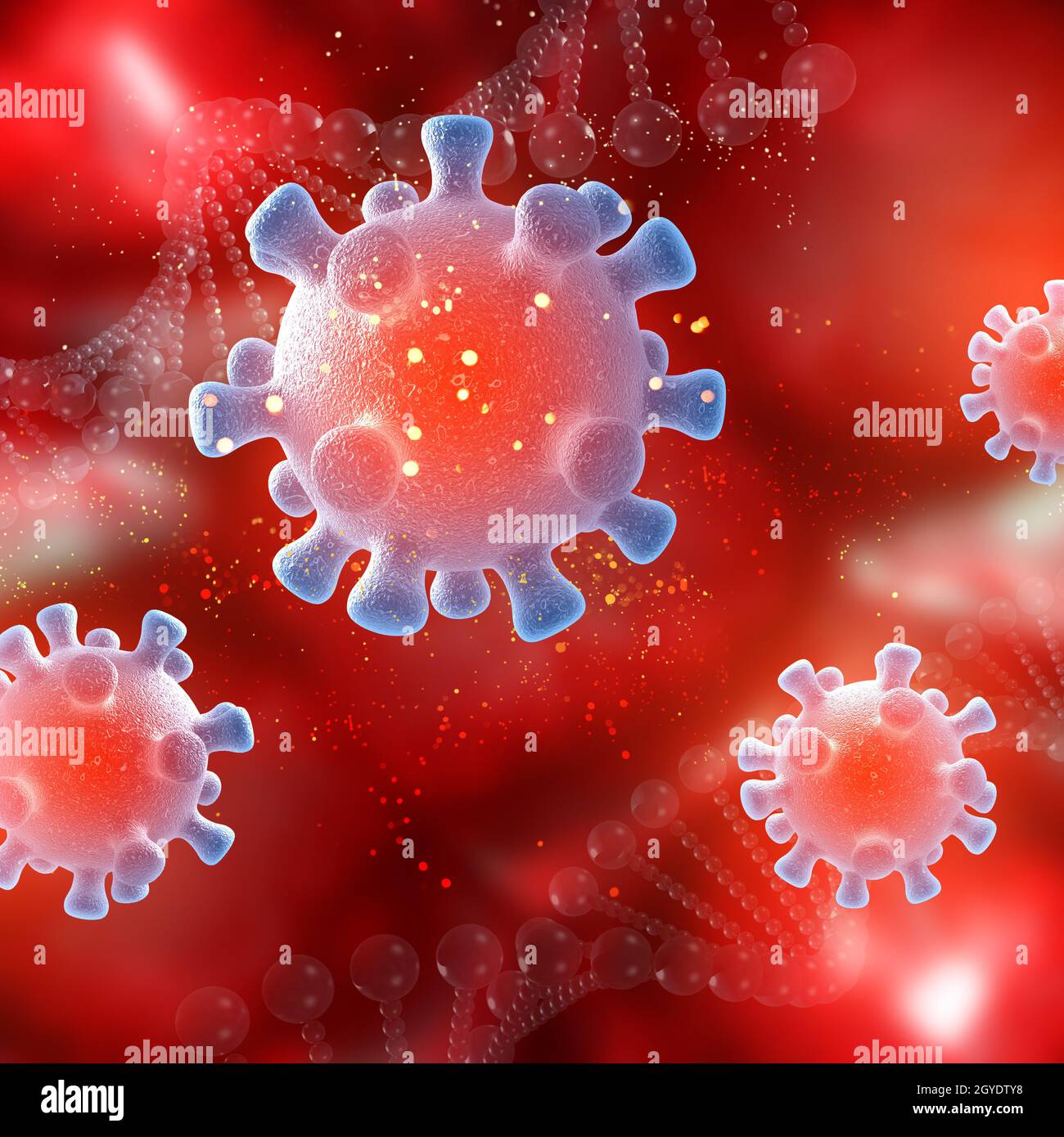 3D render of a medical background with random virus cells - depicting ...