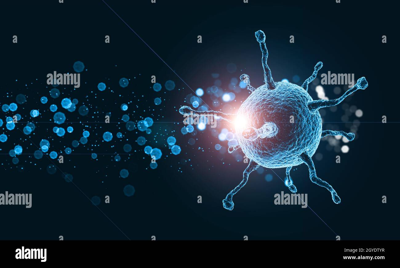 3D render of a medical background with virus cell and lens flare Stock ...