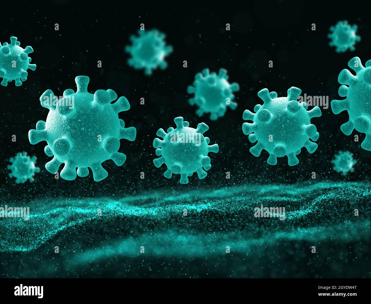 3D render of a medical background with virus cells and floating ...