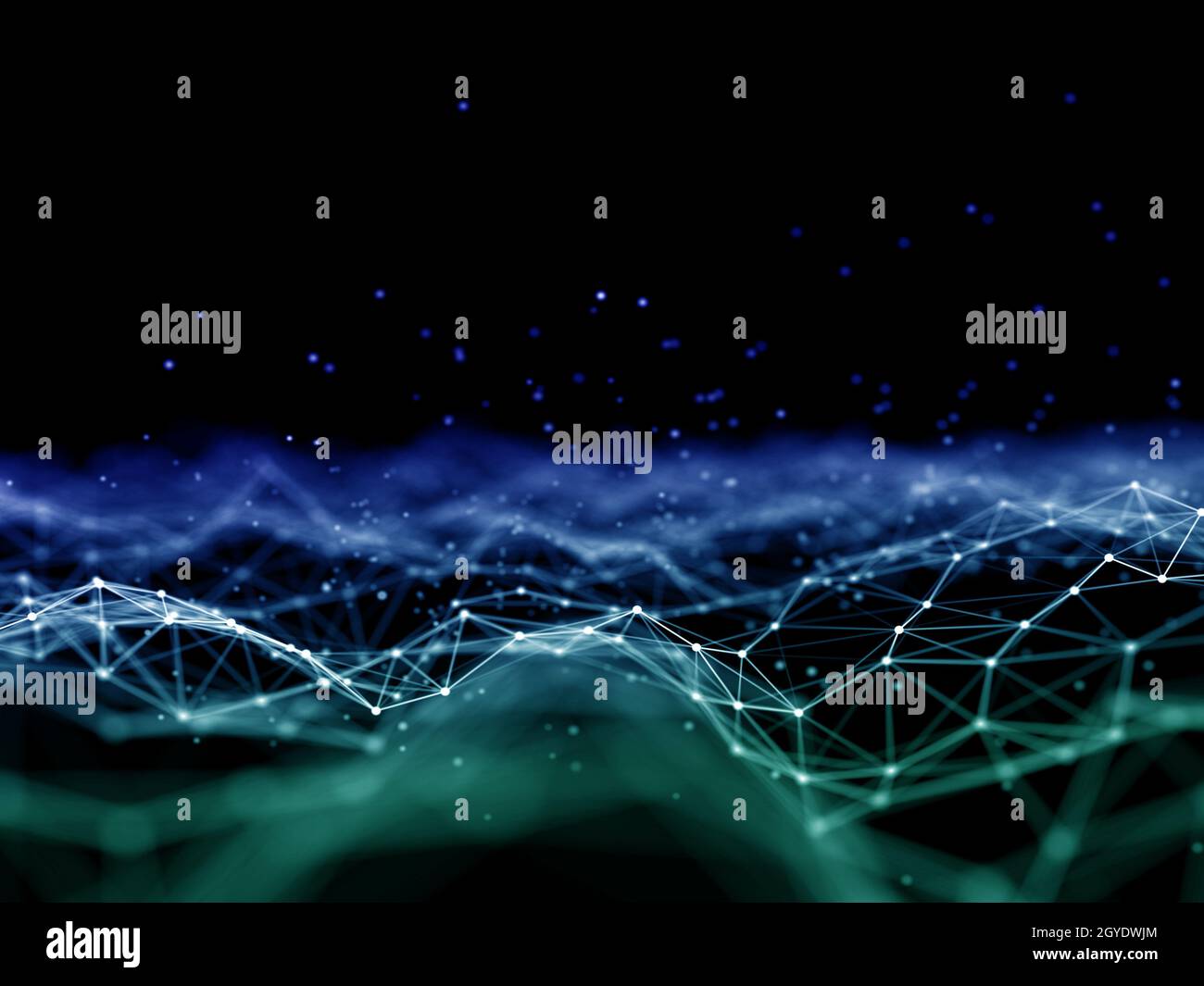 3D render of a modern network connections background with low poly ...