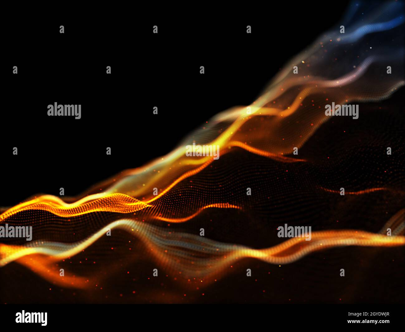 3D render of a modern particle flow background with cyber dots Stock ...