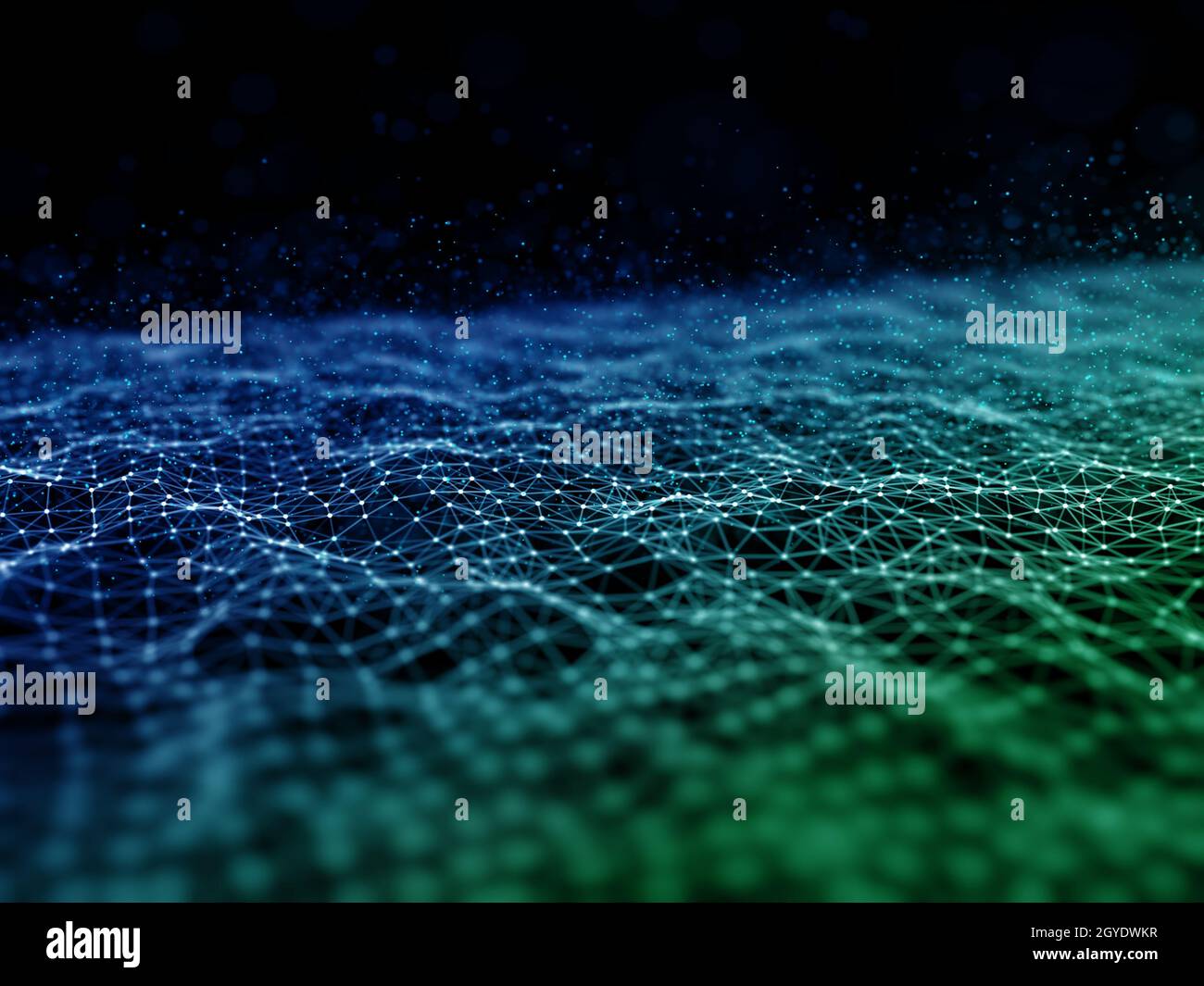 3D render of a modern network communications background with connecting lines and dots structure ...