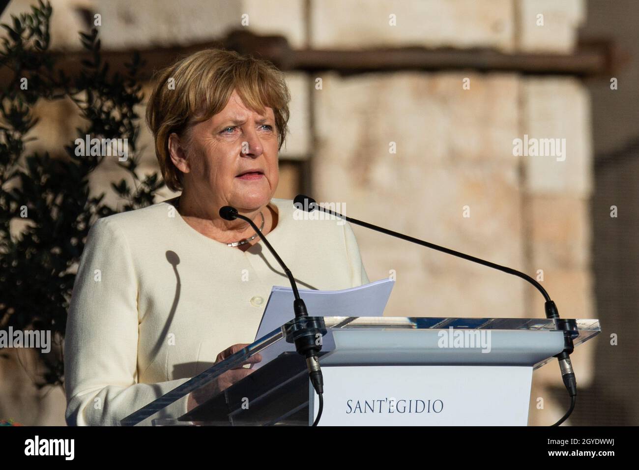 Rome, Italy. 07th Oct, 2021. German chancellor Angela Merkel seen ...