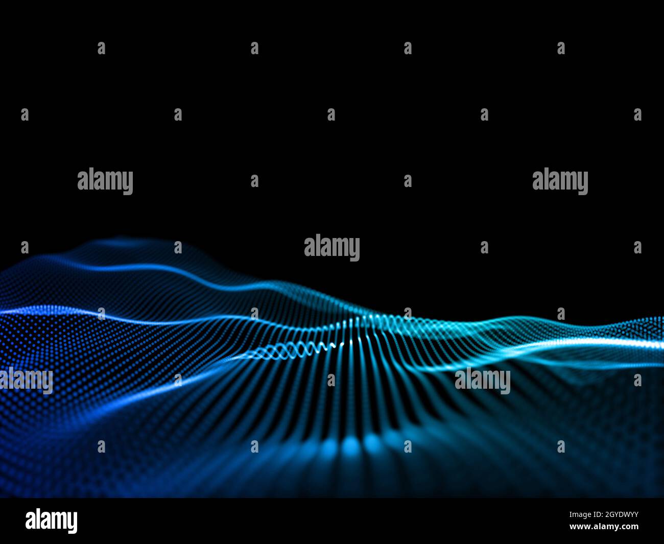 3D render of a network communications background with flowing cyber ...
