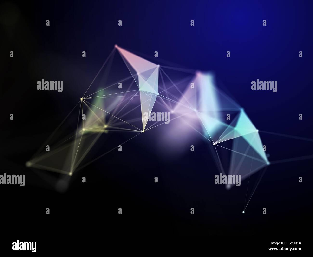 3D render of a network communications science background with low poly plexus design Stock Photo ...