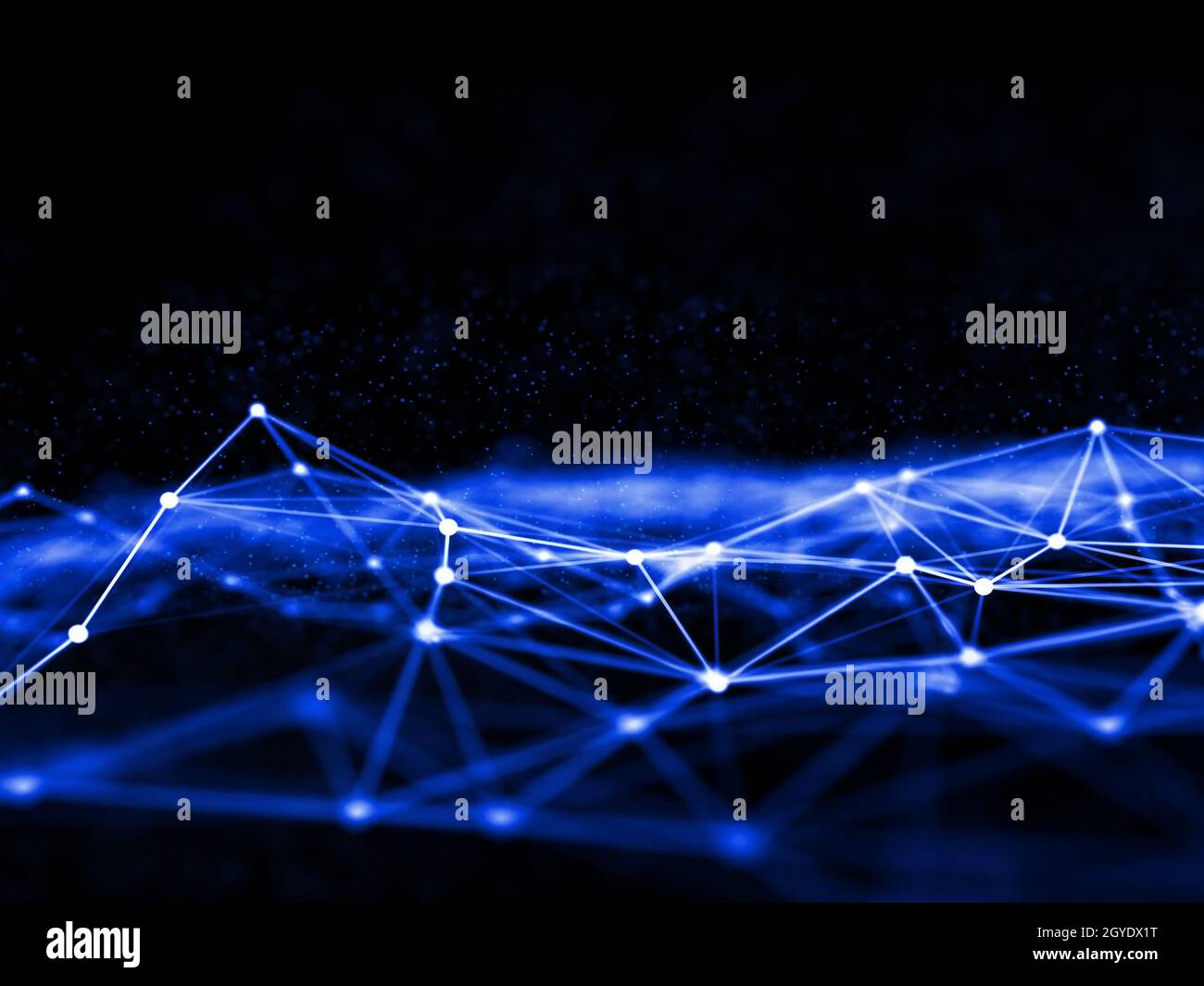 3D render of a network communications design with connecting lines and ...