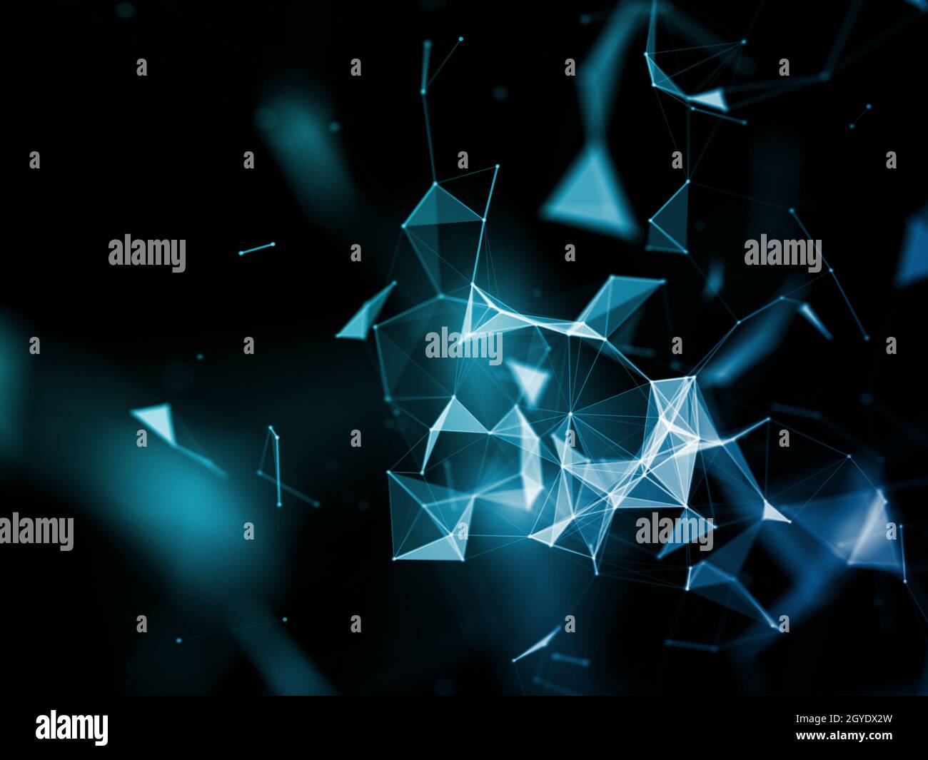 3D render of a plexus background with connecting lines and dots, network communications Stock ...