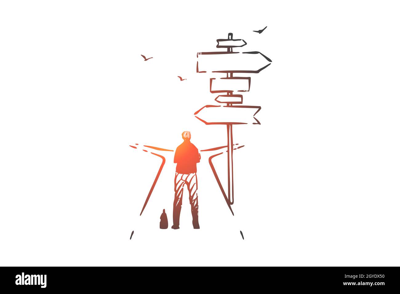 Important choice, opportunity concept sketch. Decision making, dilemma ...