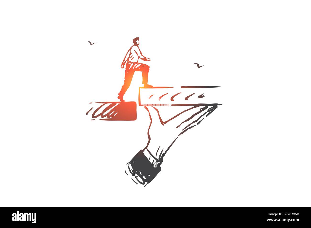 Business support, help concept sketch. Career ladder, job promotion ...