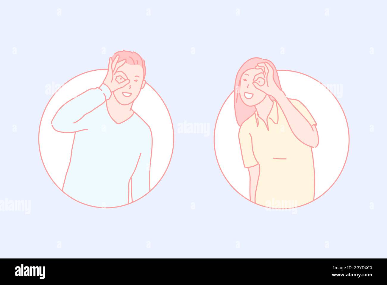 Positive mood, playful gestures, cheerful smiles concept. Young people ...