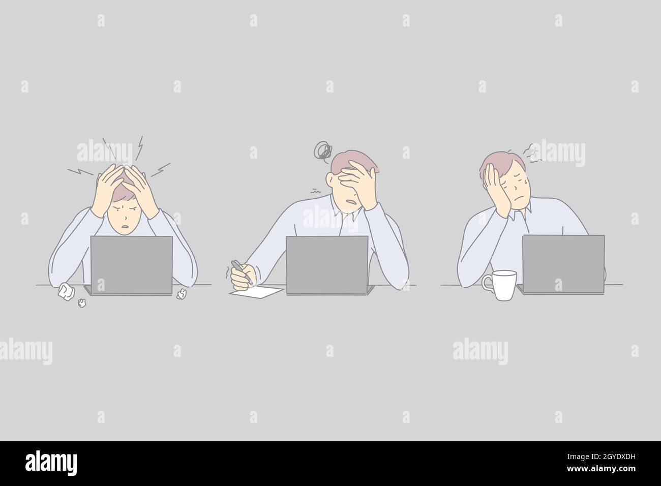 Professional burnout, workplace exhaustion, workers stress concept ...