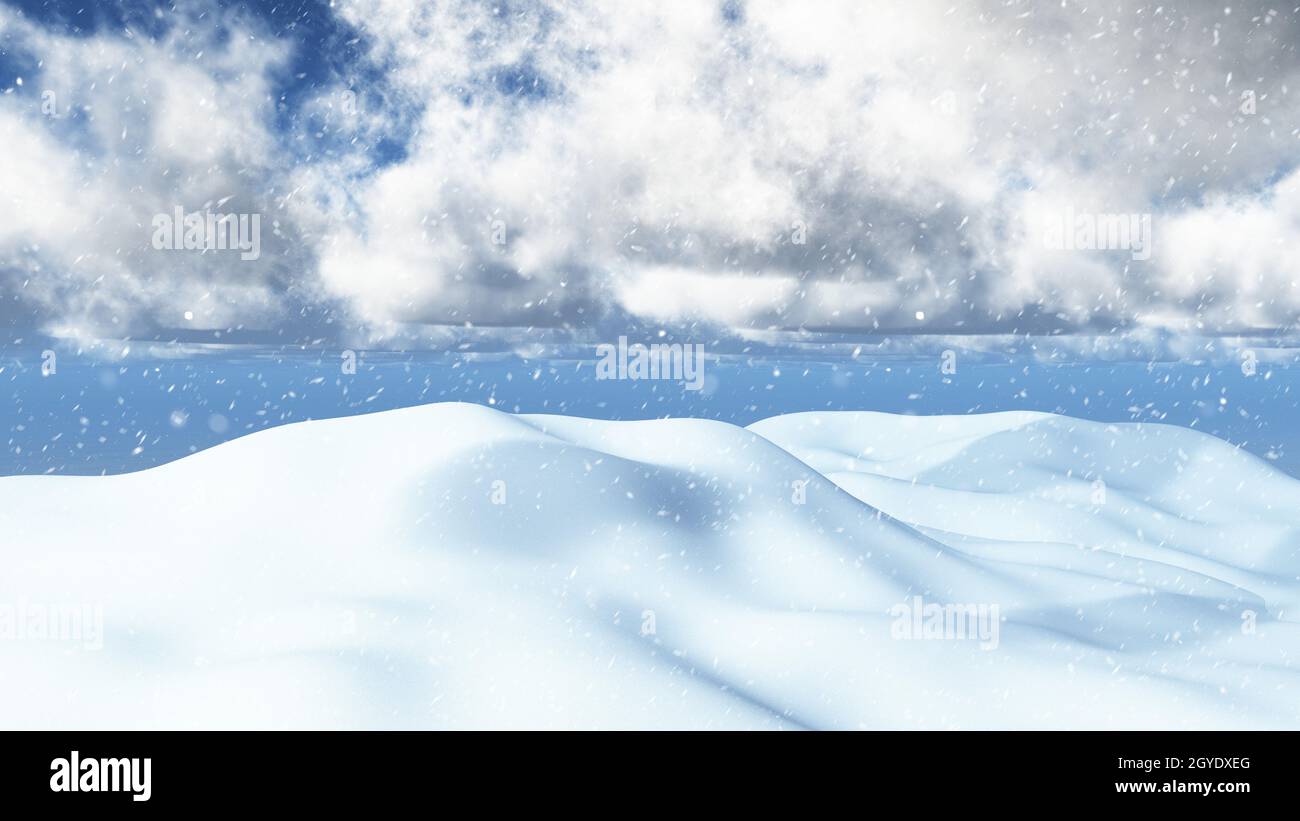 3D render of a snowy landscape Stock Photo - Alamy