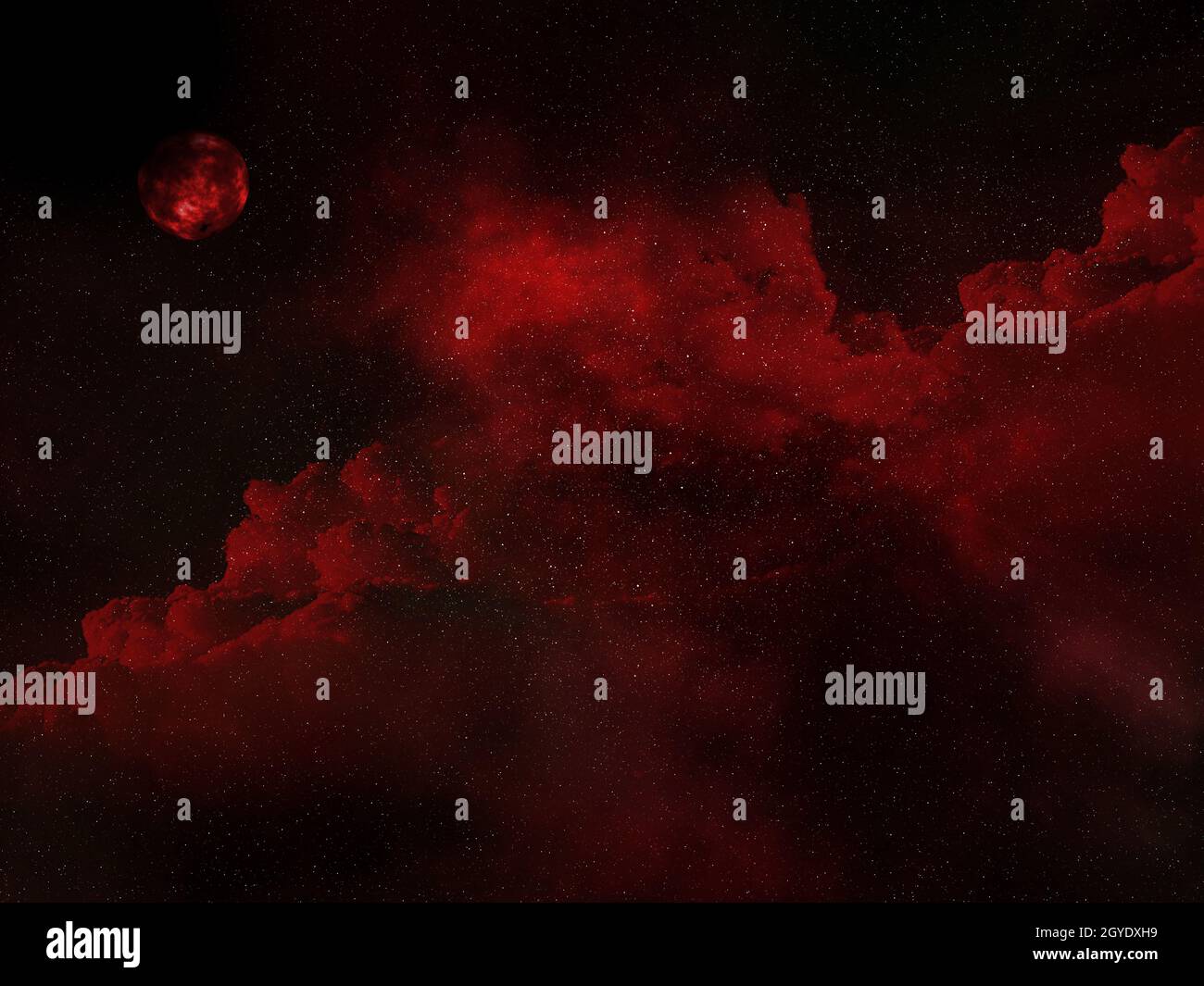 3D render of a space sky background with stars and fictional planet ...