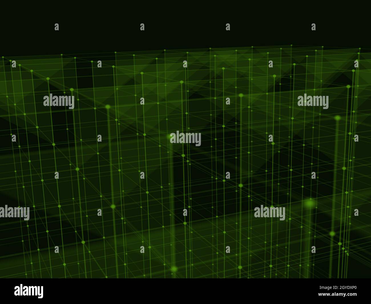 3D render of a techno background with cube of connecting lines and dots ...