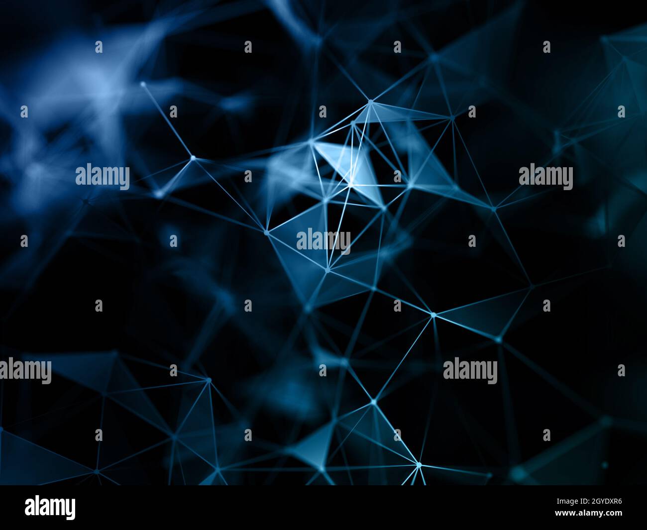 3D render of a techno background with low poly plexus design Stock ...