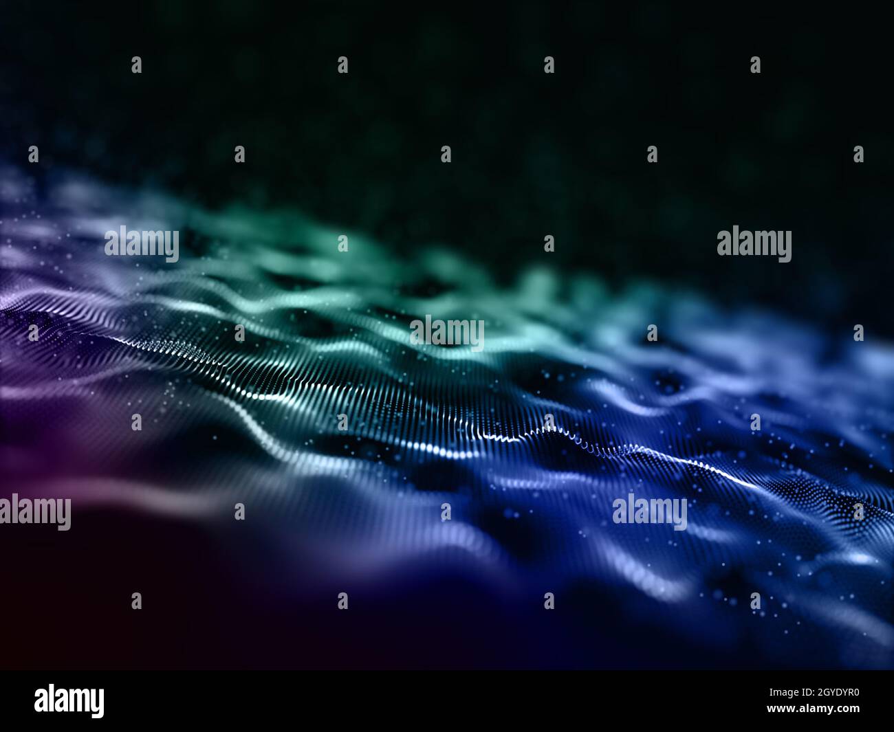 3D render of an abstract digital particle waves design background Stock ...