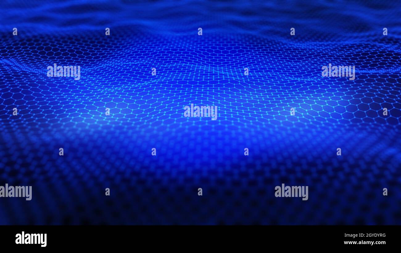 3D render of an abstract digital landscape, modern network background ...