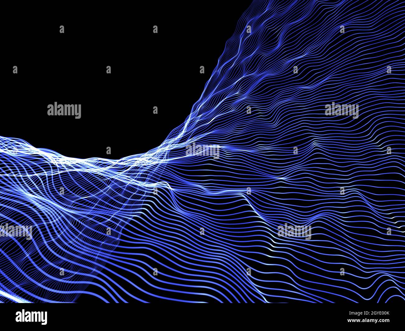 3D render of an abstract particle flow background design, network ...