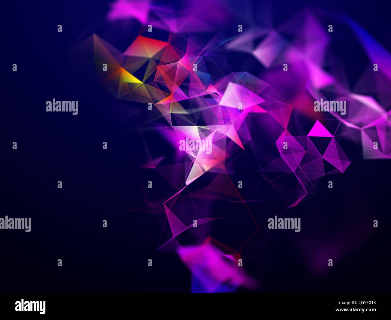 3D render of an abstract techno background with low poly plexus design ...
