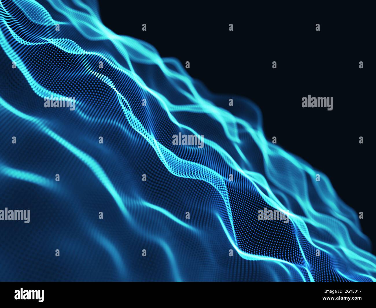 3D render of an abstract techno background with flowing particle design ...