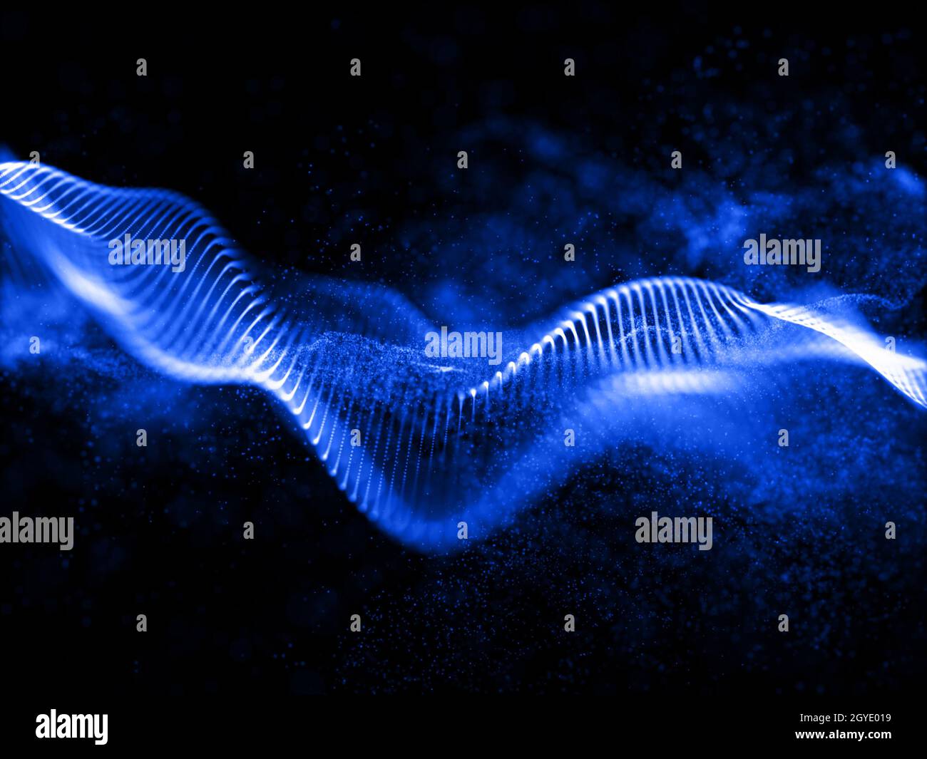 3D render of an abstract tech background with flowing cyber particles ...