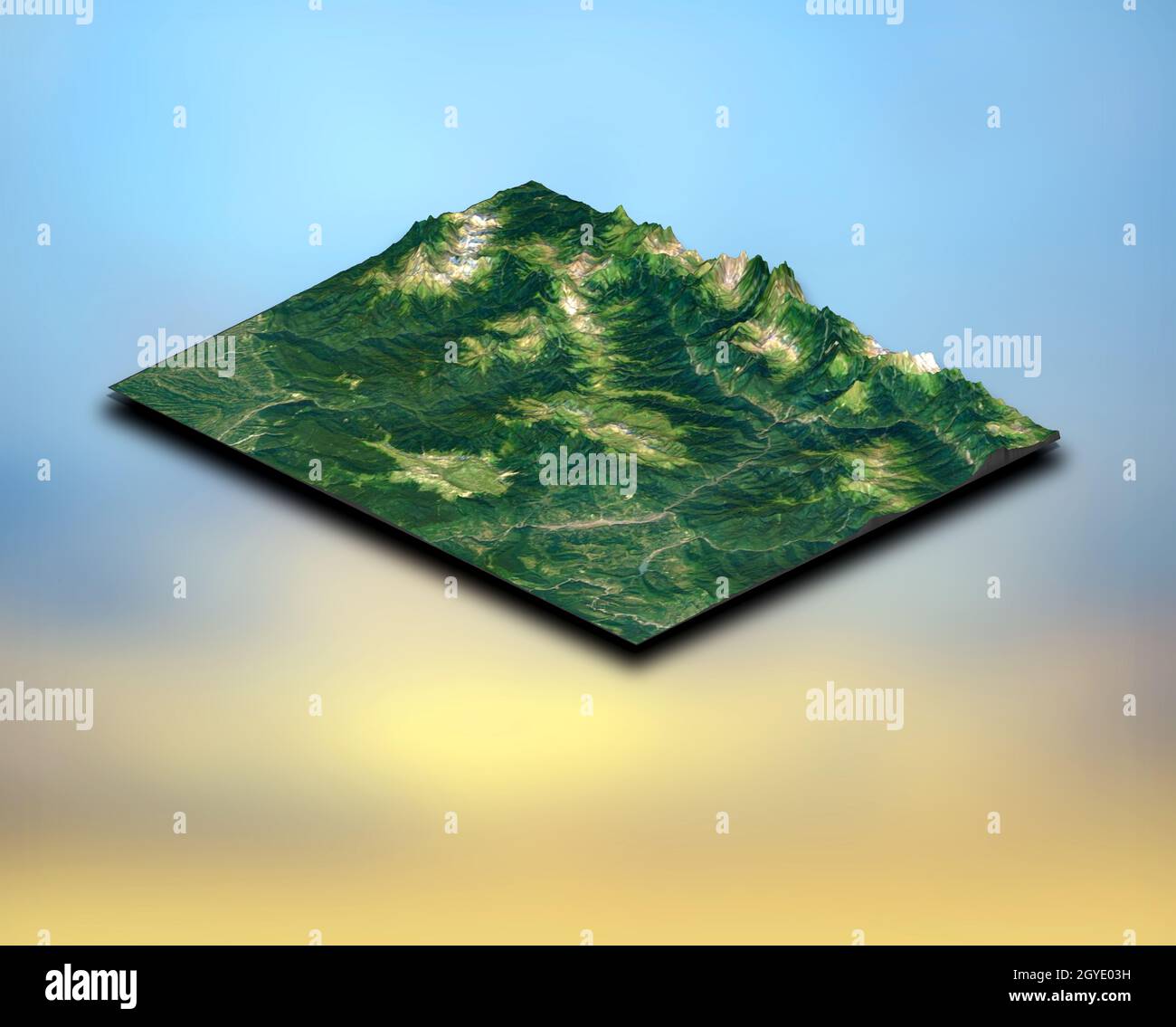 3D render of an isometric landscape terrain Stock Photo - Alamy