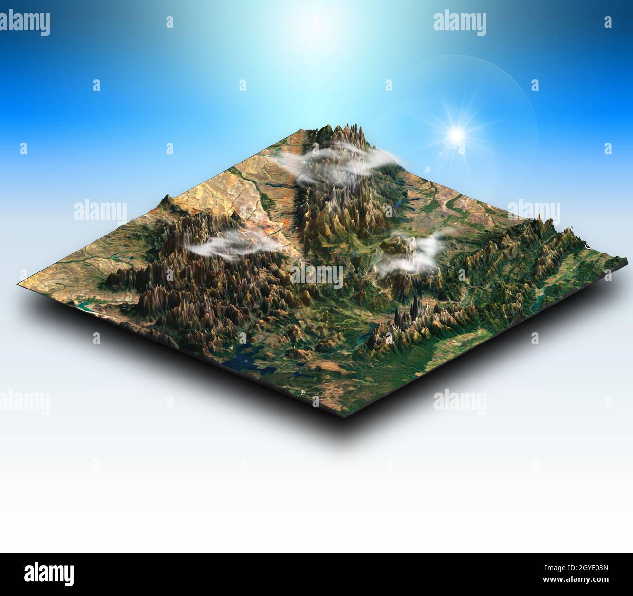 Map of mountainous terrain hi-res stock photography and images - Alamy
