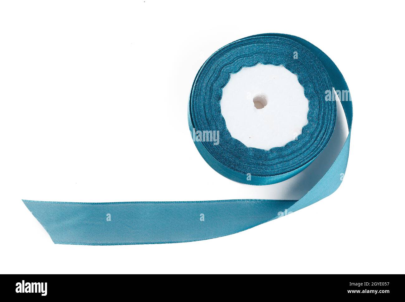 Blue color satin glowing ribbon isolated on white background Stock ...