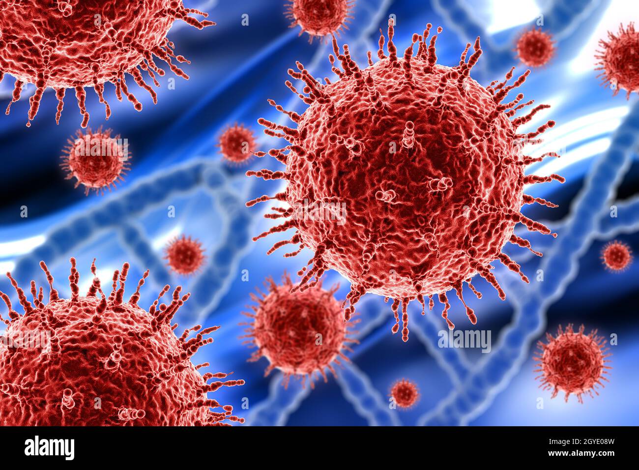 3D render of medical background with abstract virus cells Stock Photo ...