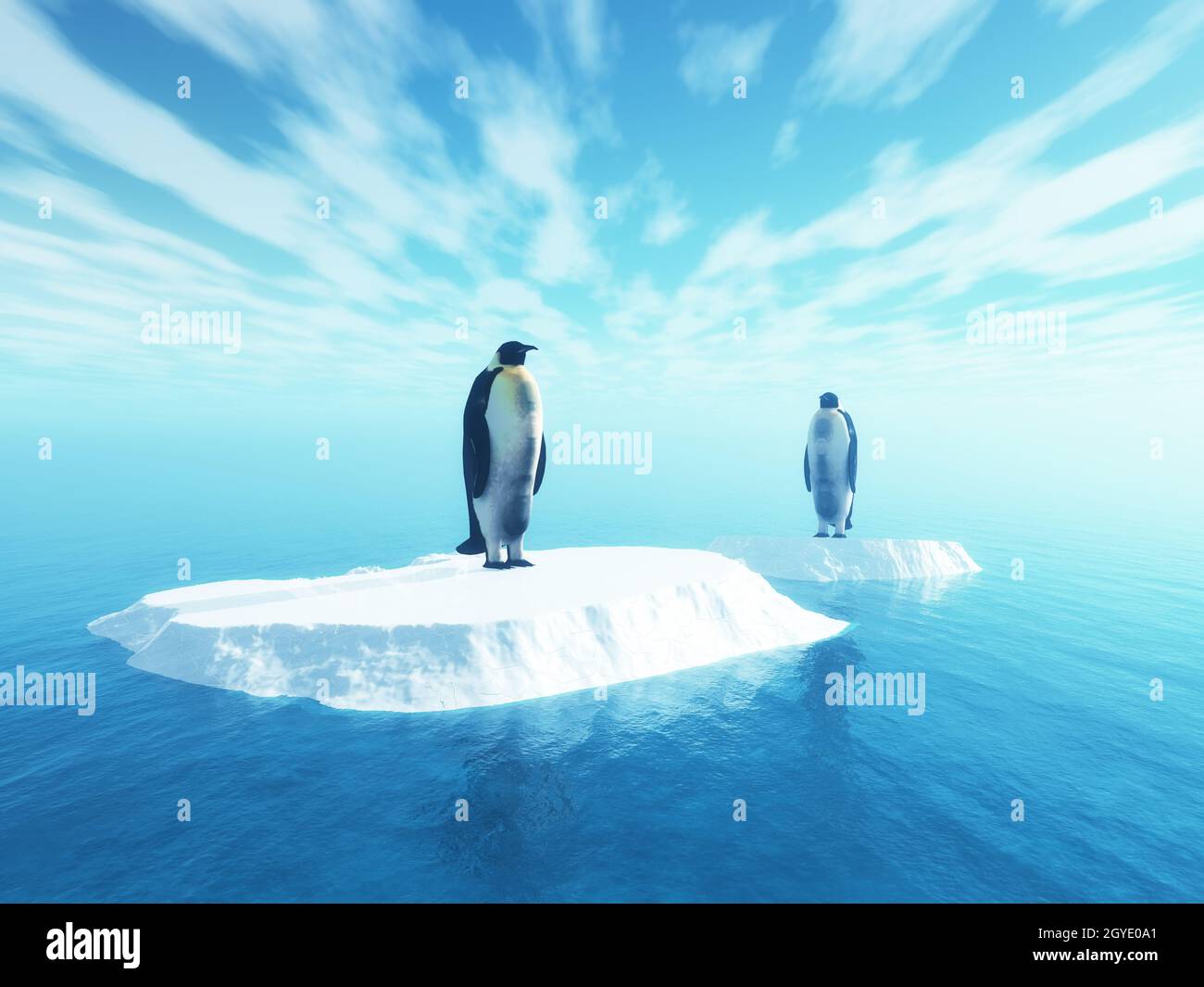 3D render of penguins on floating ice Stock Photo - Alamy