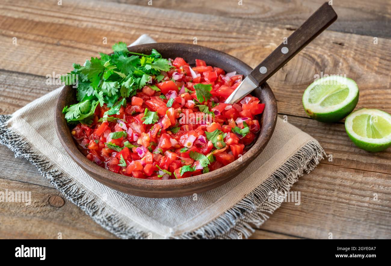 Bowl of salsa - famous Mexican sauce Stock Photo - Alamy