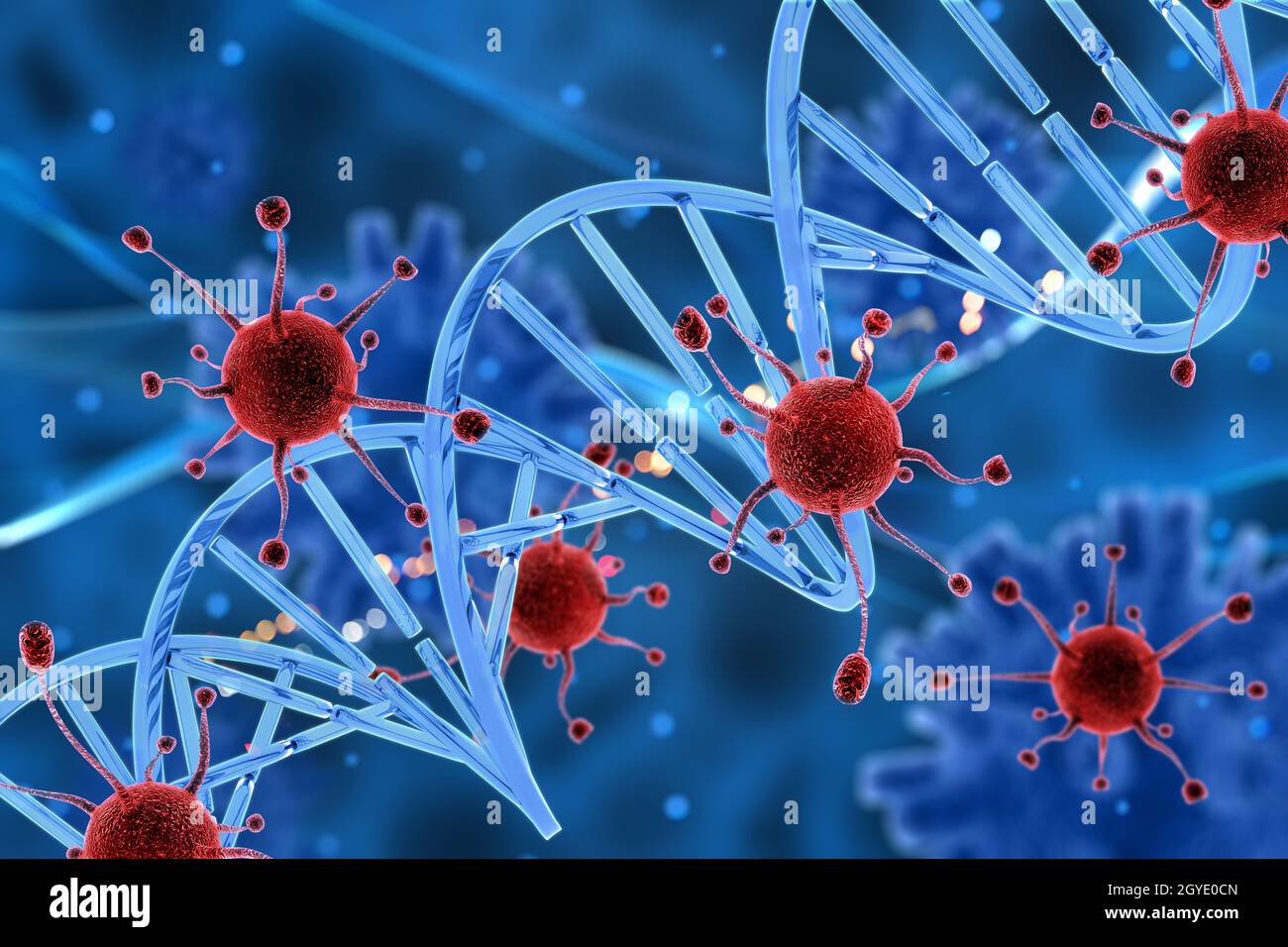 3D render of virus cells attacking a DNA strand Stock Photo - Alamy