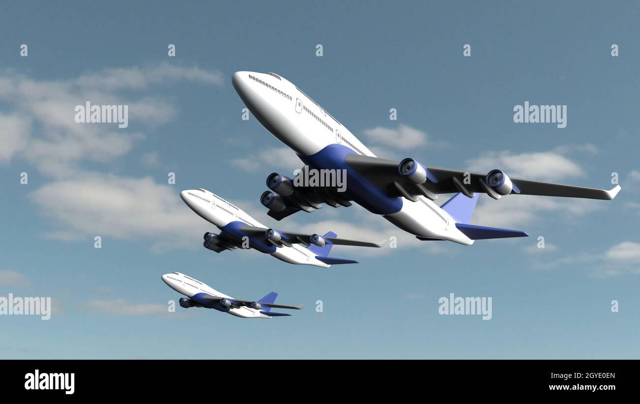 3d render of Airplane isolated on cloud sky background Stock Photo - Alamy