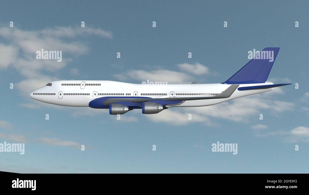 3d render of Airplane isolated on cloud sky background Stock Photo - Alamy