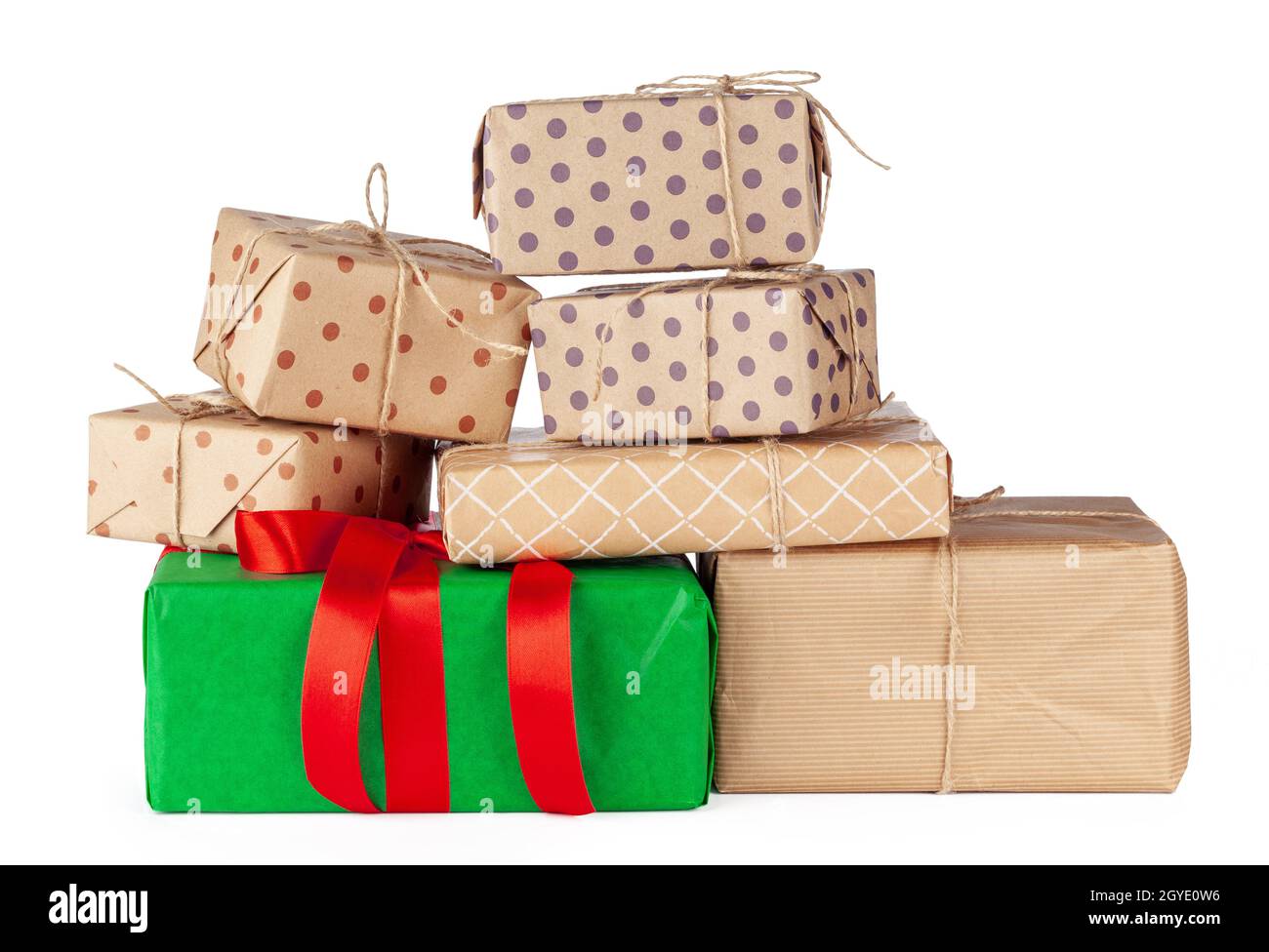 Stacked group of gift boxes isolated on white background Stock Photo ...