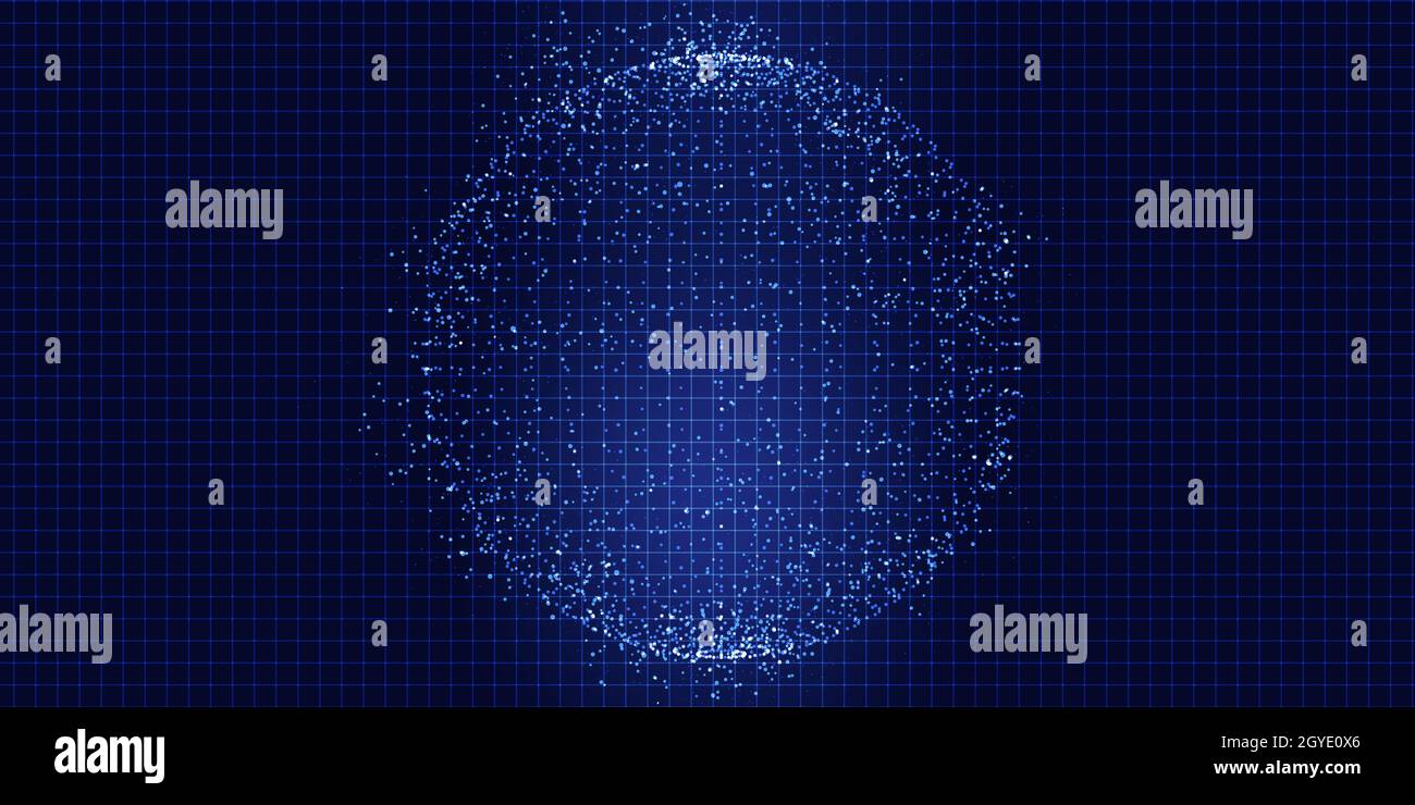 Abstract background with a sphere of techno dots on a grid design Stock ...