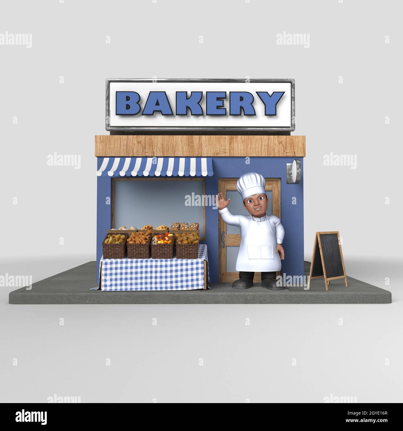 3D Render of Cartoon Baker Character Stock Photo - Alamy