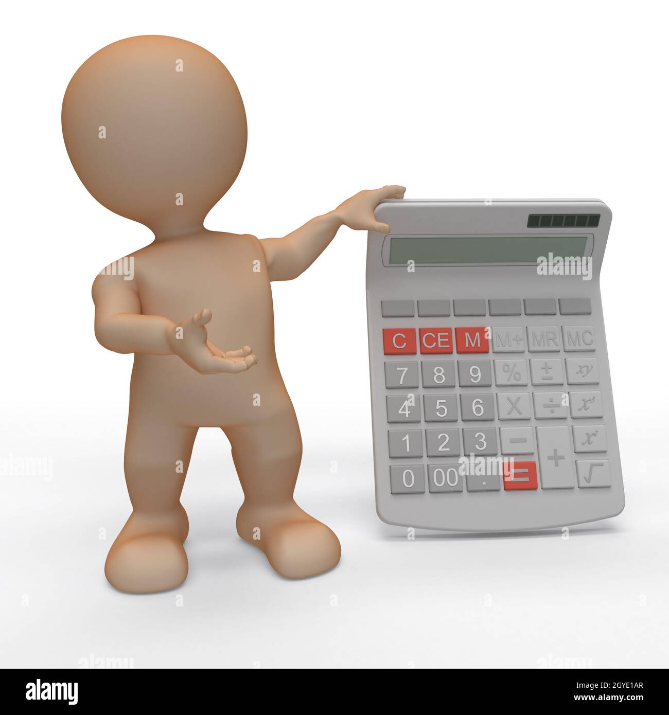 3D Render of Morph Man with Calculator Stock Photo - Alamy