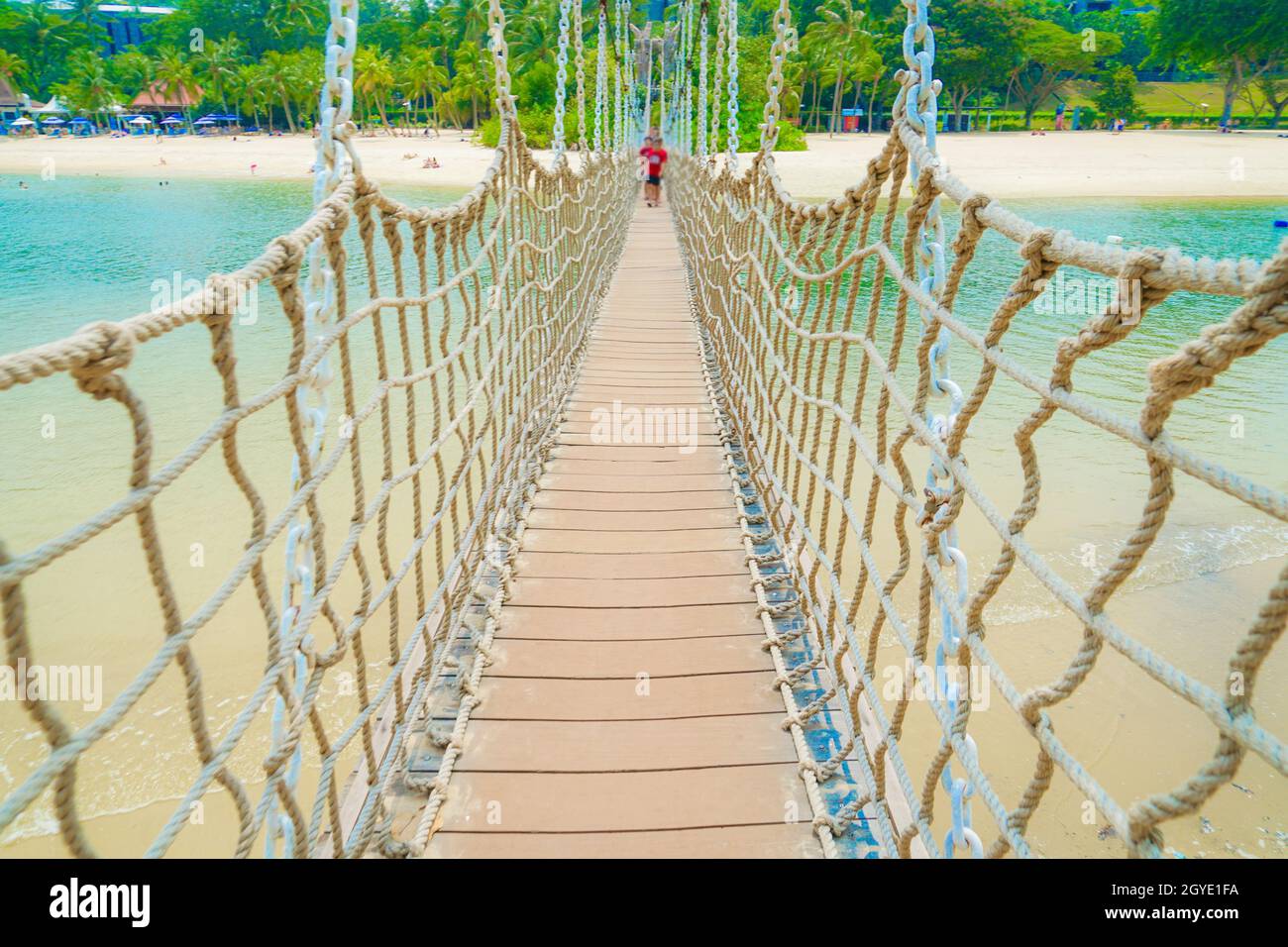 Suspension bridge of Singapore Sentosa Island. Shooting Location ...