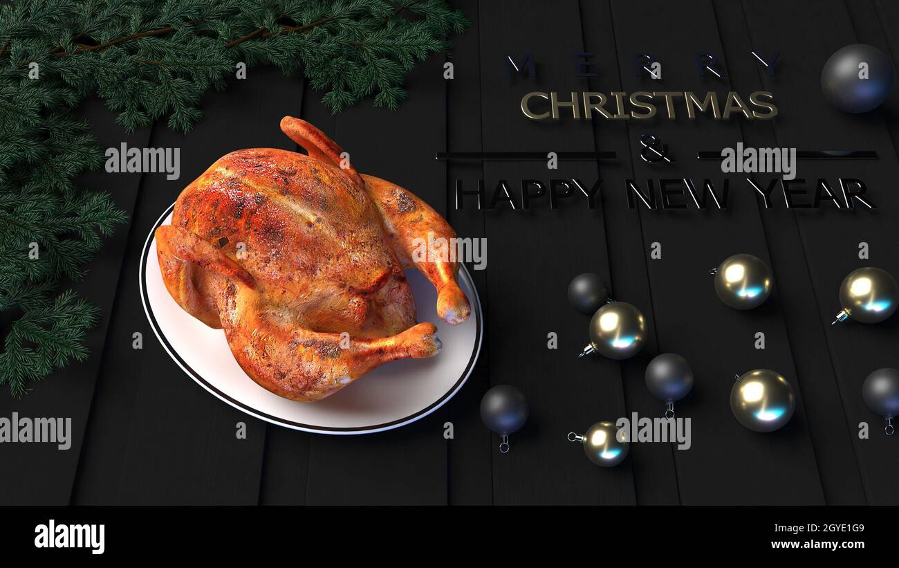 3D Render of a Christmas Turkey on wooden background Stock Photo - Alamy
