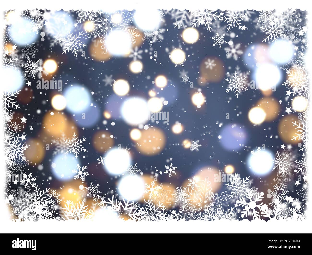Christmas background with snowflakes and bokeh lights Stock Photo - Alamy