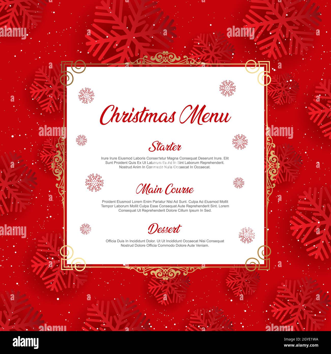 Christmas menu with decorative snowflake design Stock Photo - Alamy