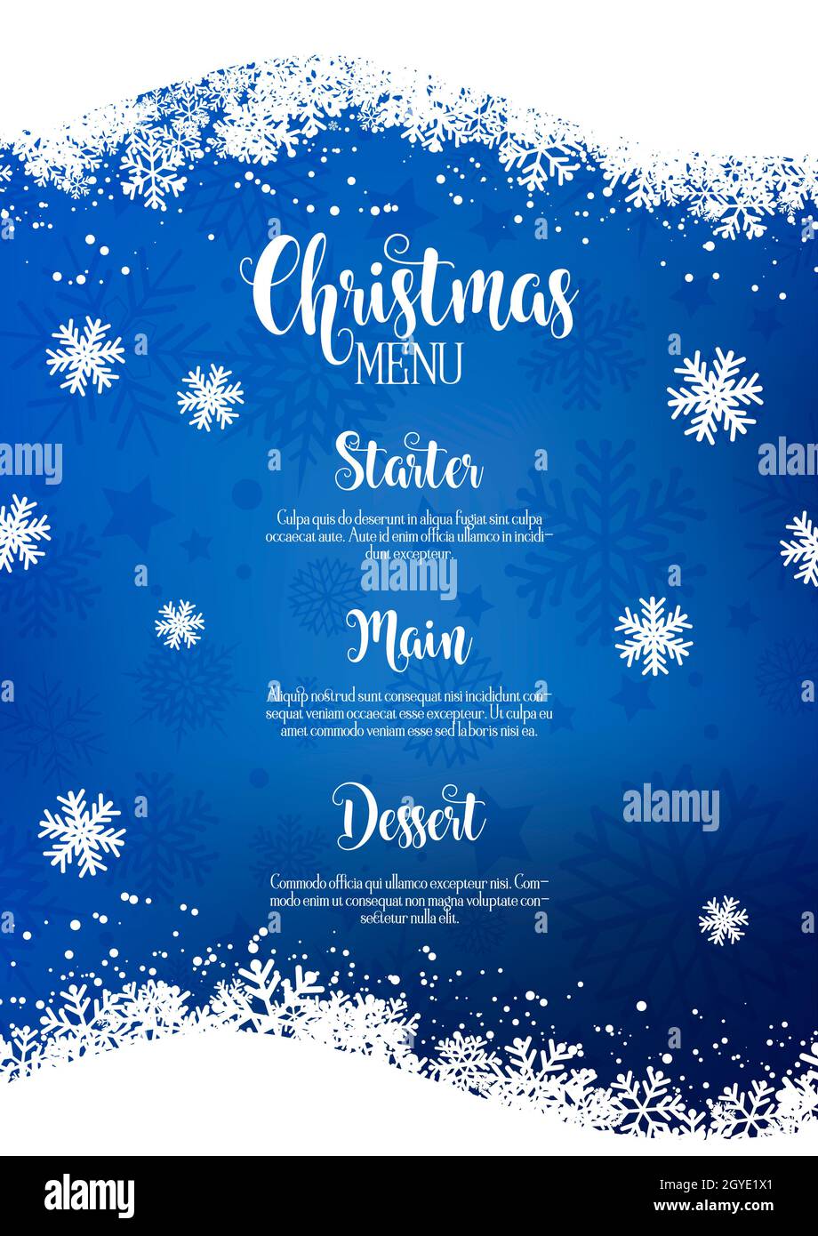 Christmas menu background with snowflake design Stock Photo - Alamy