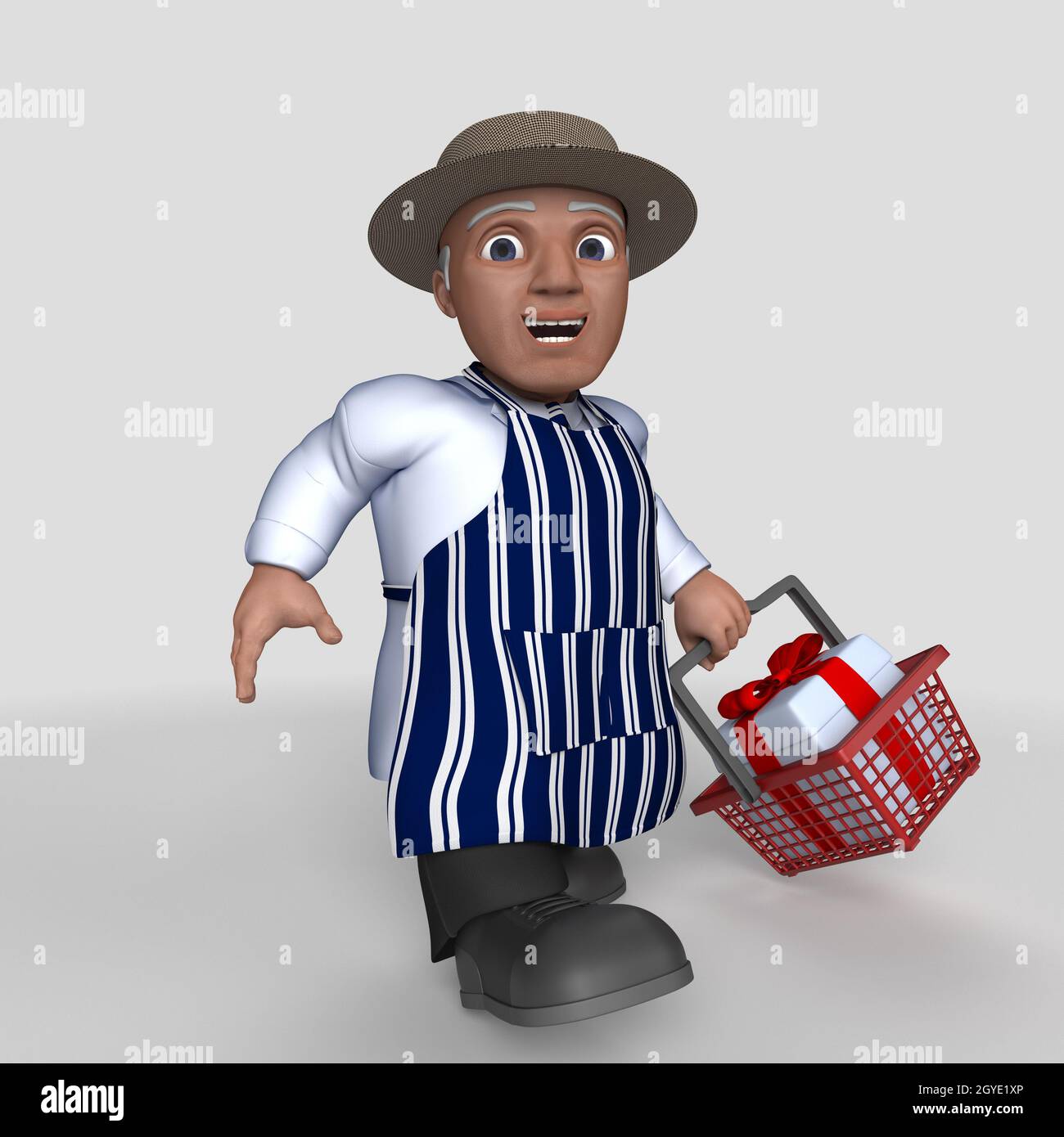 3D Render of Cartoon Butcher Character Stock Photo - Alamy
