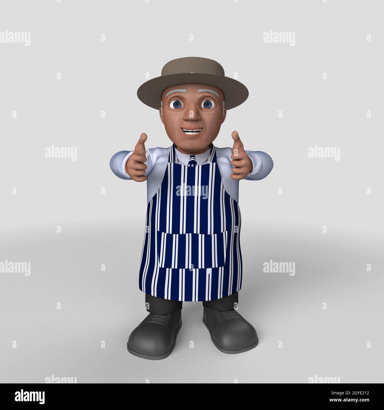 3D Render of Cartoon Butcher Character Stock Photo - Alamy