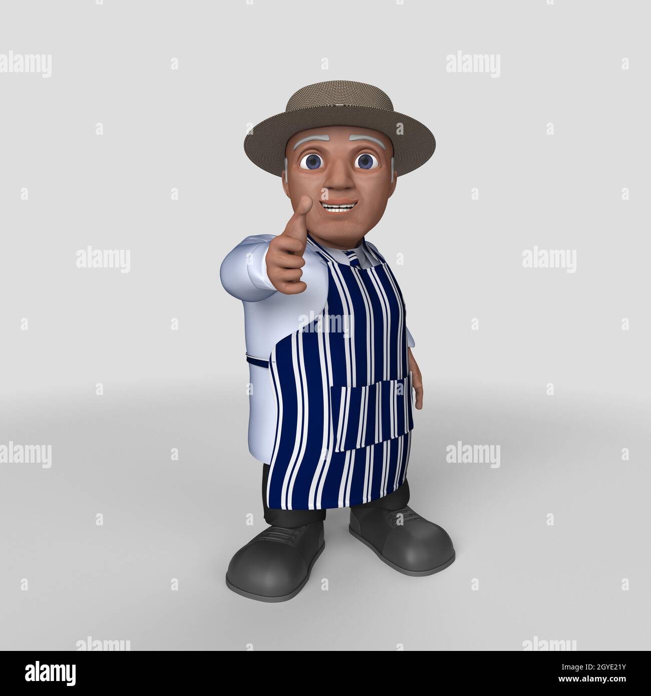 3D Render of Cartoon Butcher Character Stock Photo - Alamy