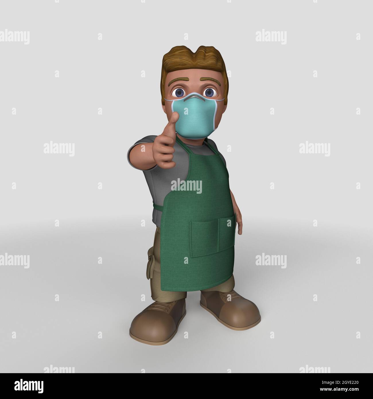 3D Render of Cartoon Shop Keeper Character Stock Photo - Alamy